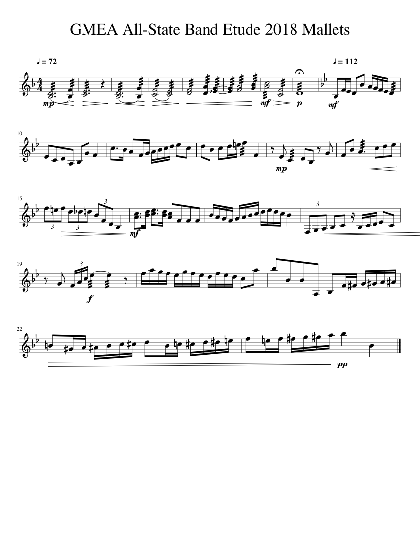 GMEA All State Band Etude 2018 Mallets Sheet music for Xylophone (Solo ...