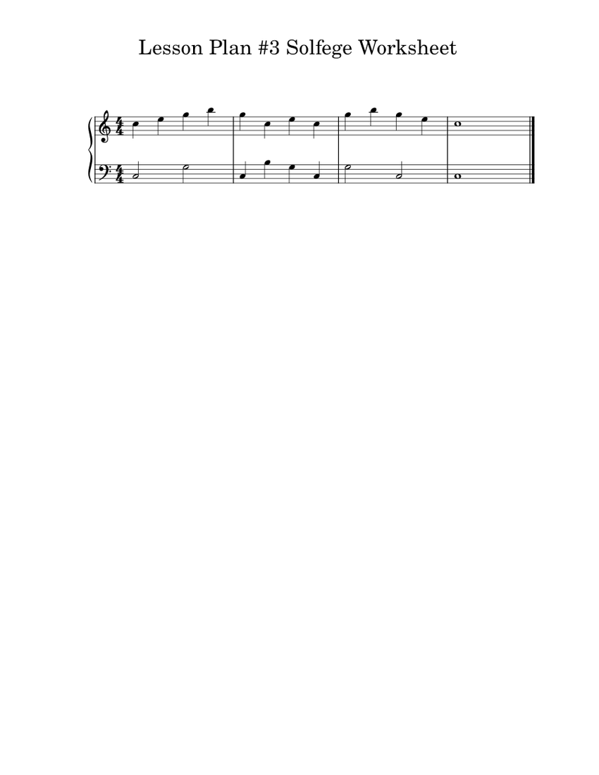 Lesson Plan #3 Solfege Worksheet Sheet music for Piano (Choral) Easy ...