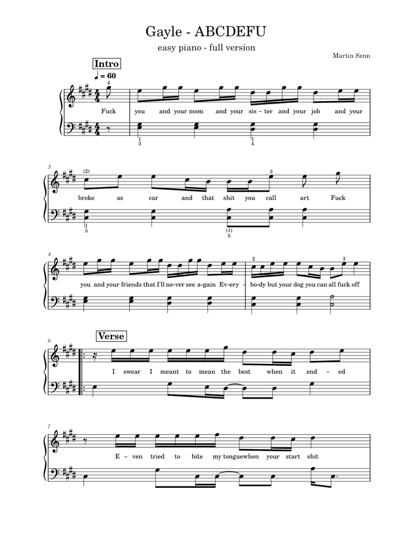 Gayle - ABCDEFU Sheet music for Piano (Solo) | Musescore.com