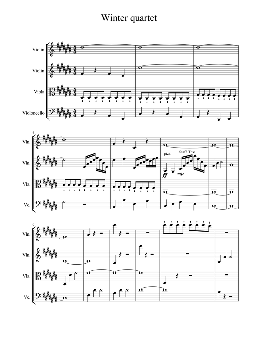 Winter_Quartet Sheet music for Violin, Viola, Cello (String Quartet ...