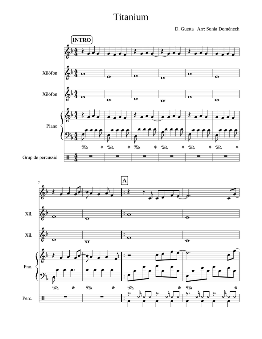 Titanium Sheet music for Piano, Drum Group, Xylophone (Mixed Quartet) | Download and print in ...