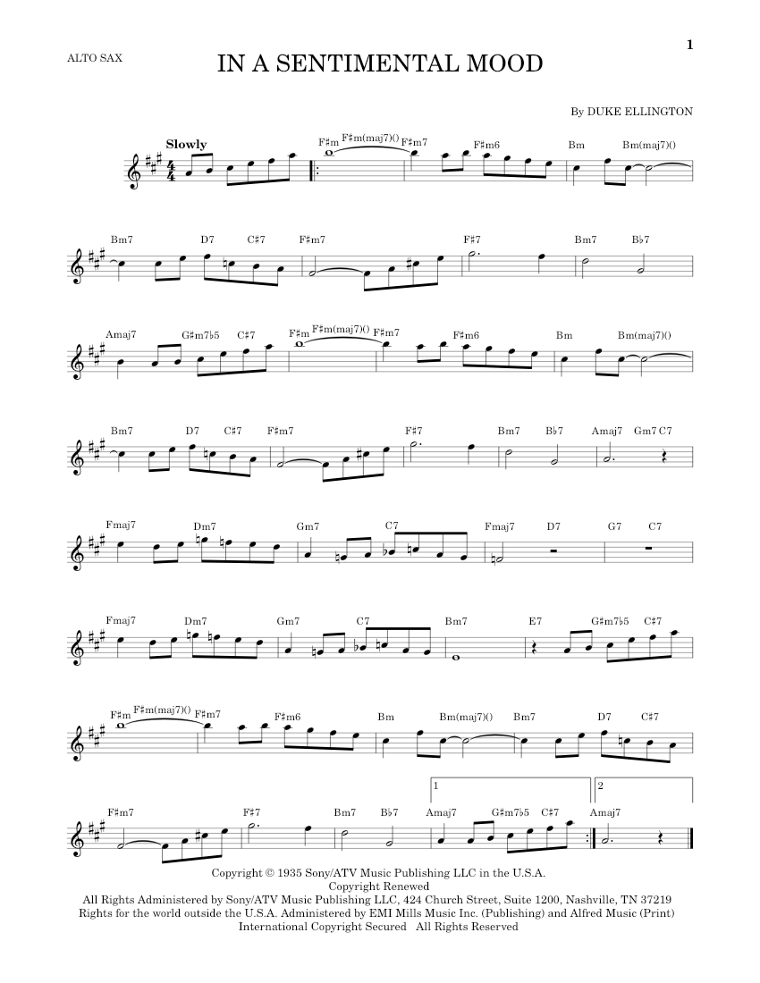 Play Official version of In a sentimental mood Sheet Music by Duke ...
