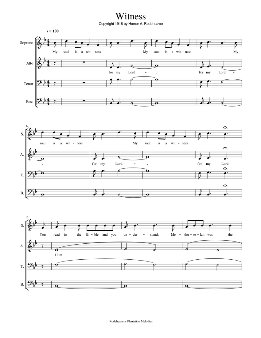 Witness Sheet music for Soprano, Alto, Tenor, Bass voice (SATB ...