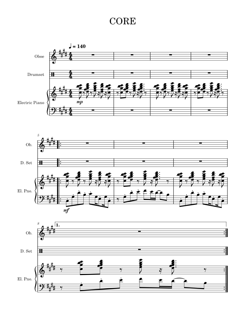 CORE - Undertale Sheet music for Piano, Oboe, Drum group (Mixed Trio) | Musescore.com