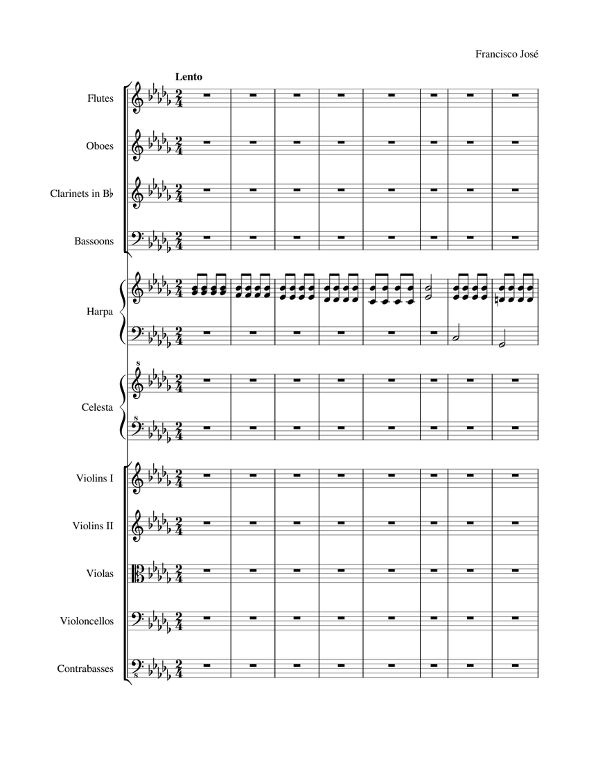 Adagio em B bemol menor Sheet music for Celesta, Flute, Oboe, Clarinet ...