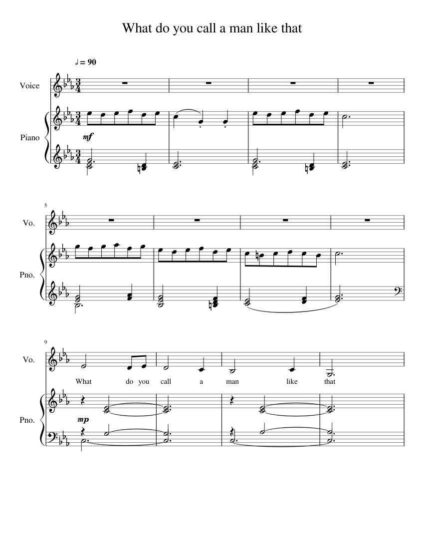 What Do You Call A Man Like That Sheet Music For Piano Voice other What Do You Call A Man Like That Sheet Music For Piano Voice other
