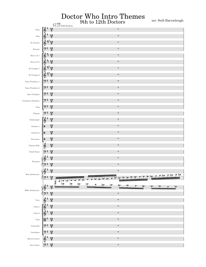 Doctor Who Intro Themes Sheet music for Tuba, Vocals, Trombone tenor ...
