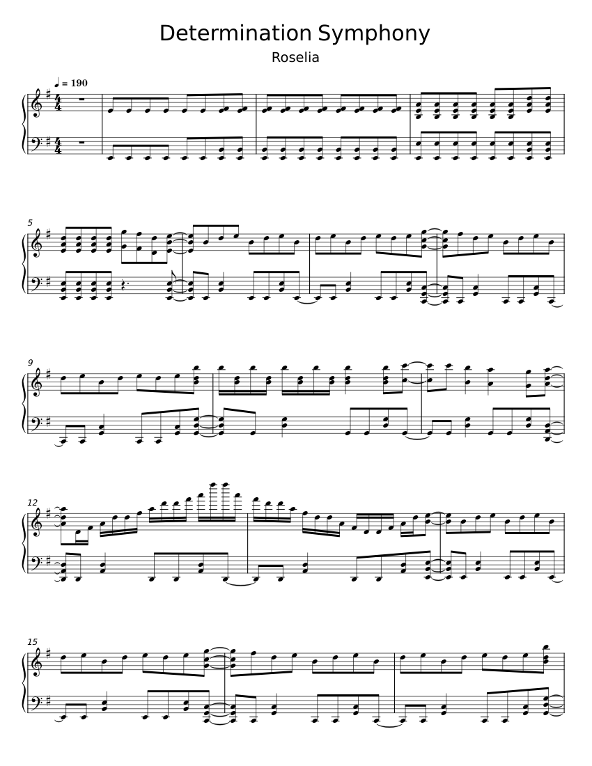 Determination symphony - Roselia Sheet music for Piano (Solo ...