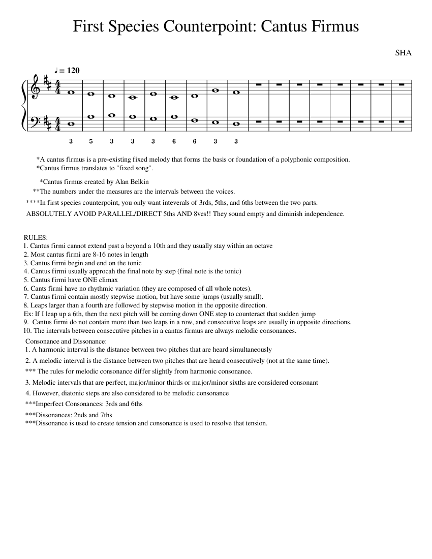 First_Species_Counterpoint__Cantus_Firmus Sheet music for Vocals (Solo ...
