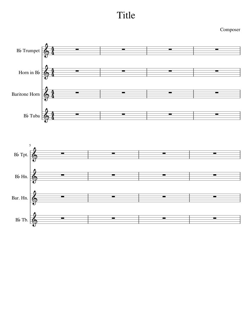 DCI Sheet music for Tuba, Trumpet in b-flat, French horn, Baritone horn ...