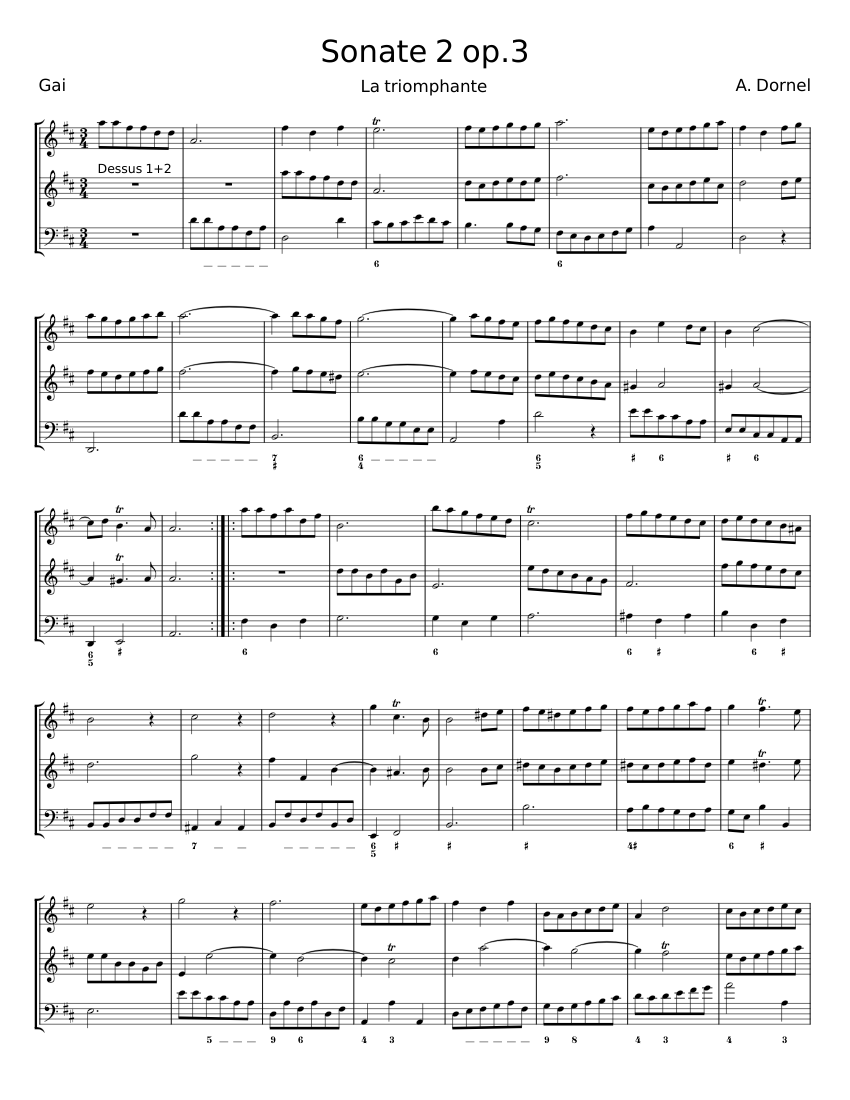 Sonate 2 op.3 Sheet music for Violin, Cello (Mixed Trio) | Musescore.com