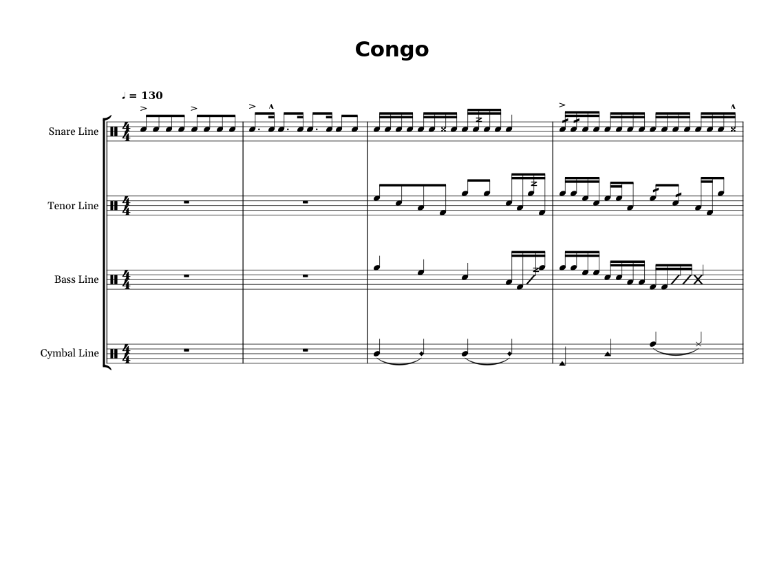 Congo- Ben James Sheet music for Snare drum, Crash, Tenor drum, Bass ...