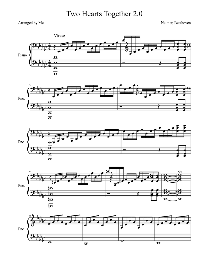 Two Hearts Together 2.0 Sheet music for Piano (Solo) | Download and ...