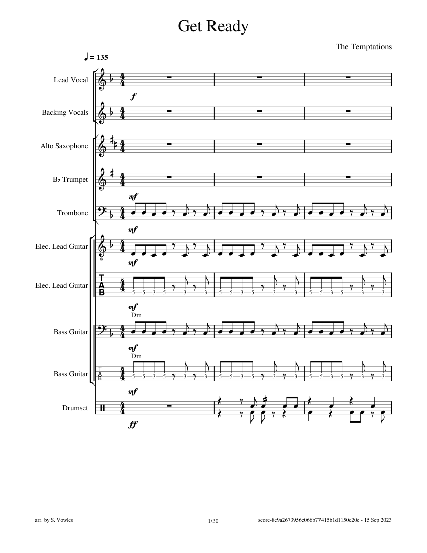Get Ready (Temptations) - V2 Sheet music for Trombone, Vocals ...