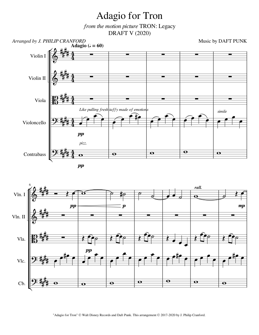 Adagio for Tron - Arrangement for String Orchestra Sheet music for ...