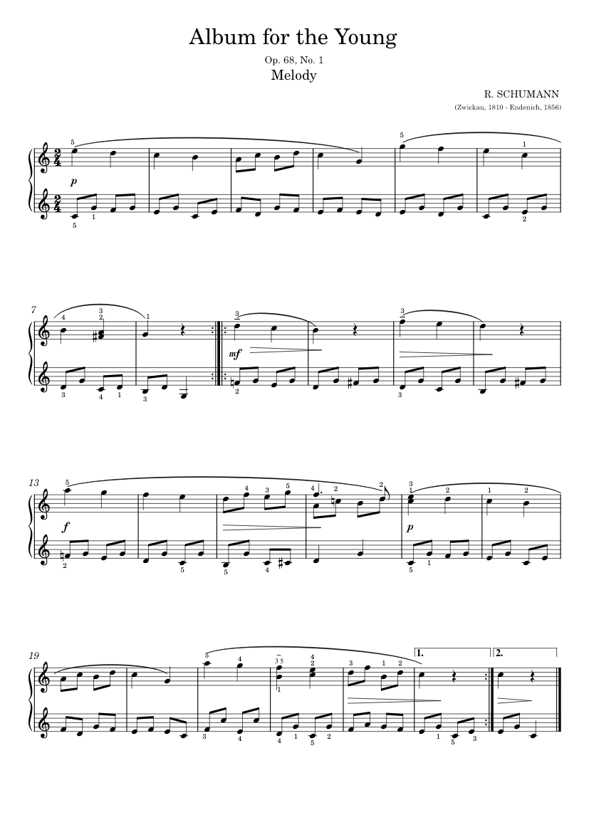 Album for the Young Op. 68, No. 1, Melodie – Robert Schumann Album for ...
