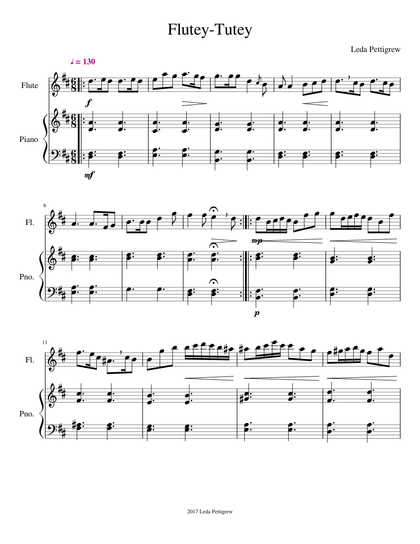 Flutey-Tutey Sheet music for Piano, Flute (Solo) | Musescore.com