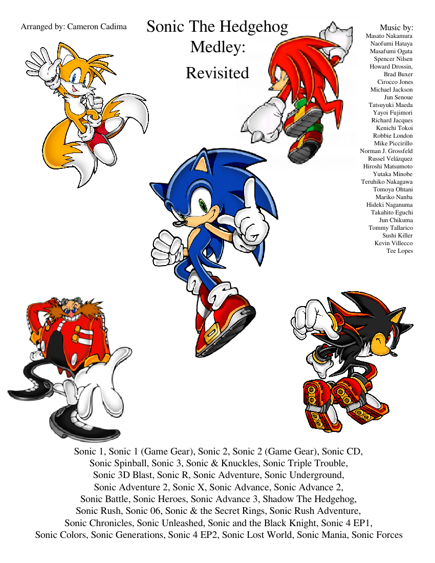 Sonic The Hedgehog Medley: Revisited Sheet Music for Piano (Piano Duo ...
