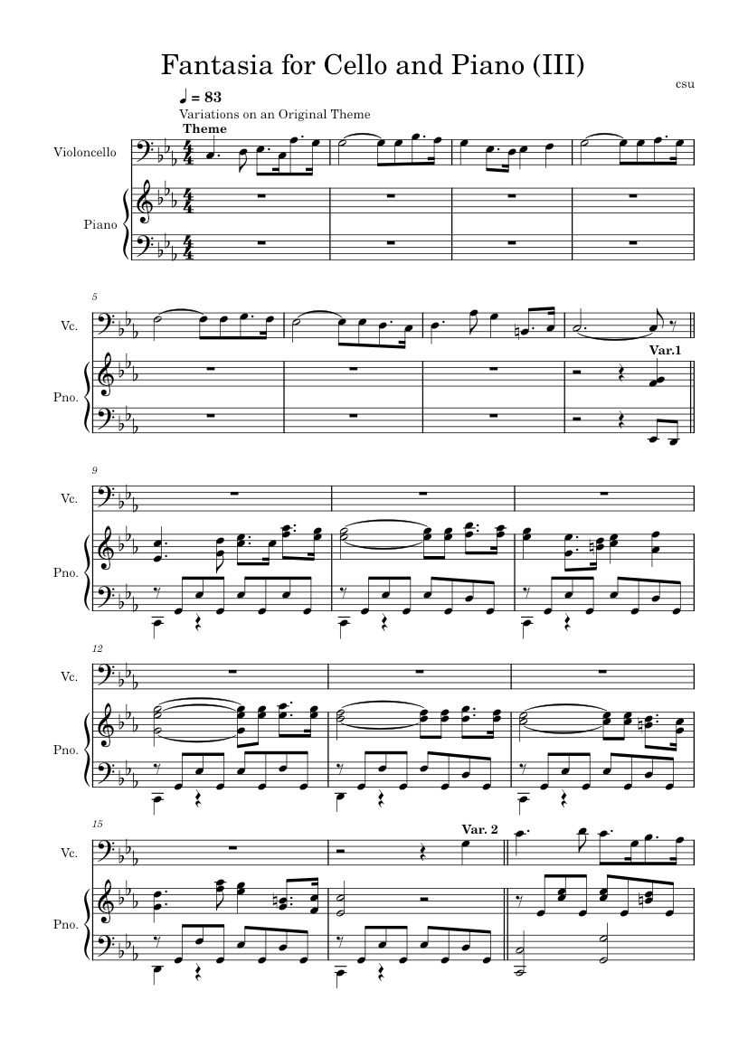 Fantasia for Cello and Piano (III) Sheet Music for Piano, Cello (Solo) | MuseScore.com