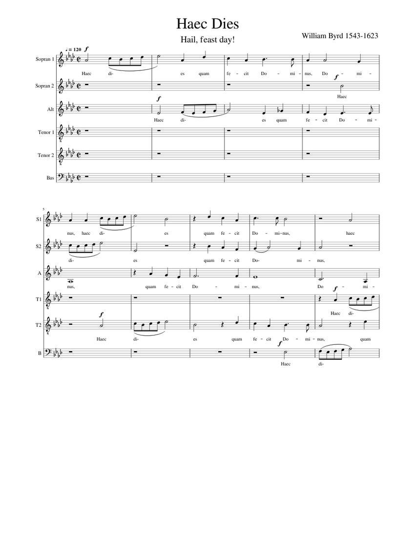 Haec Dies - William Byrd Sheet music for Soprano, Alto, Tenor, Bass ...