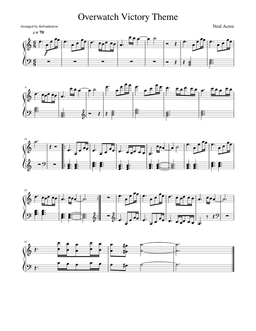 Overwatch Victory Theme Sheet music for Piano (Solo) | Musescore.com