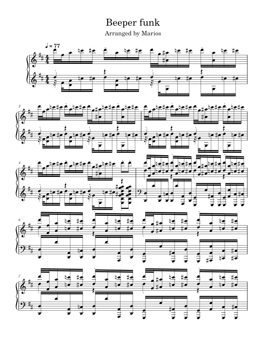 Beeper Funk – DJ MAXJJ Sheet Music for Piano (Solo) | MuseScore.com