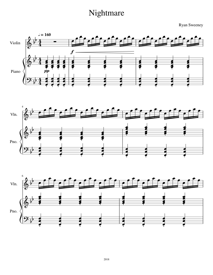 Nightmare Sheet music for Piano, Violin (Solo) | Musescore.com