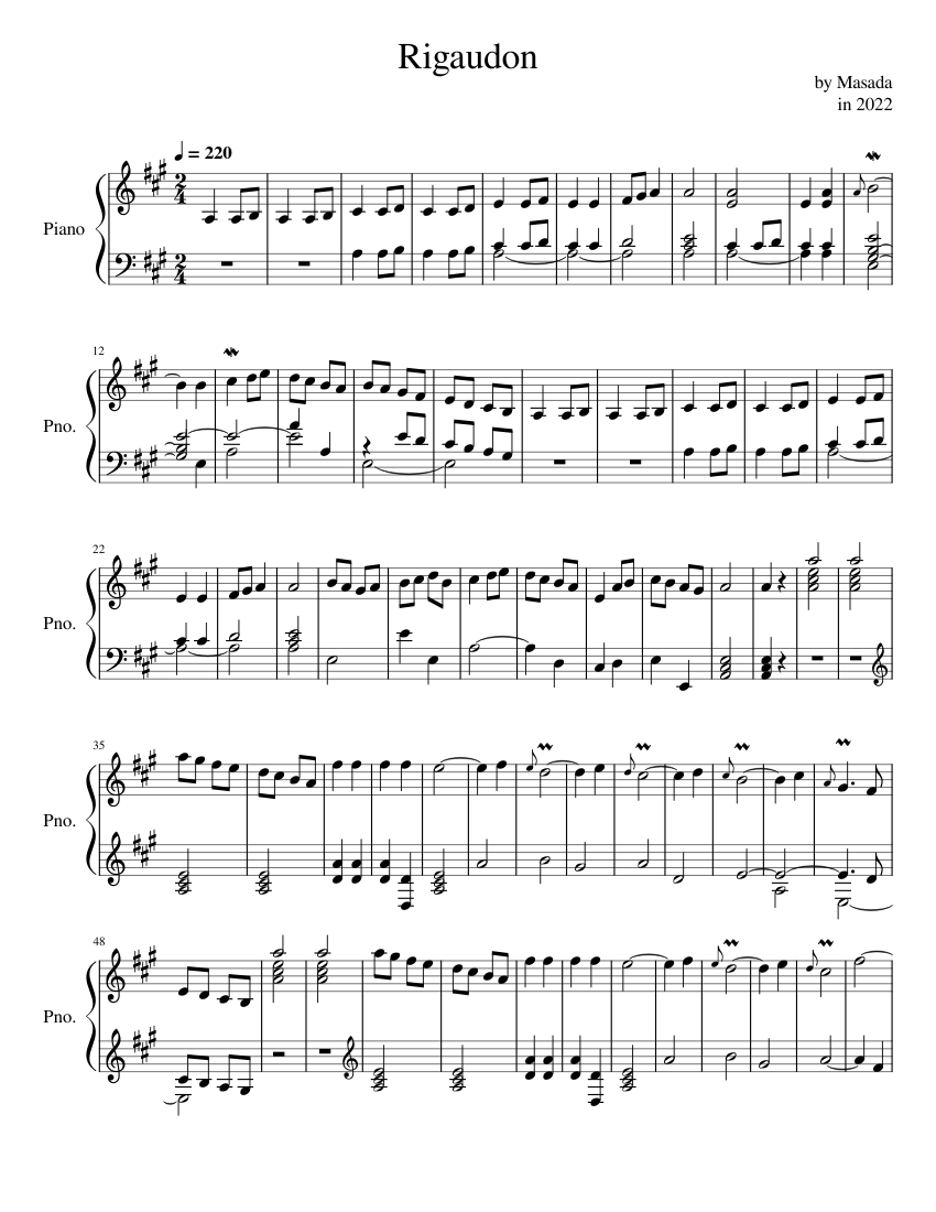 rigaudon Sheet music for Piano (Solo) | Musescore.com