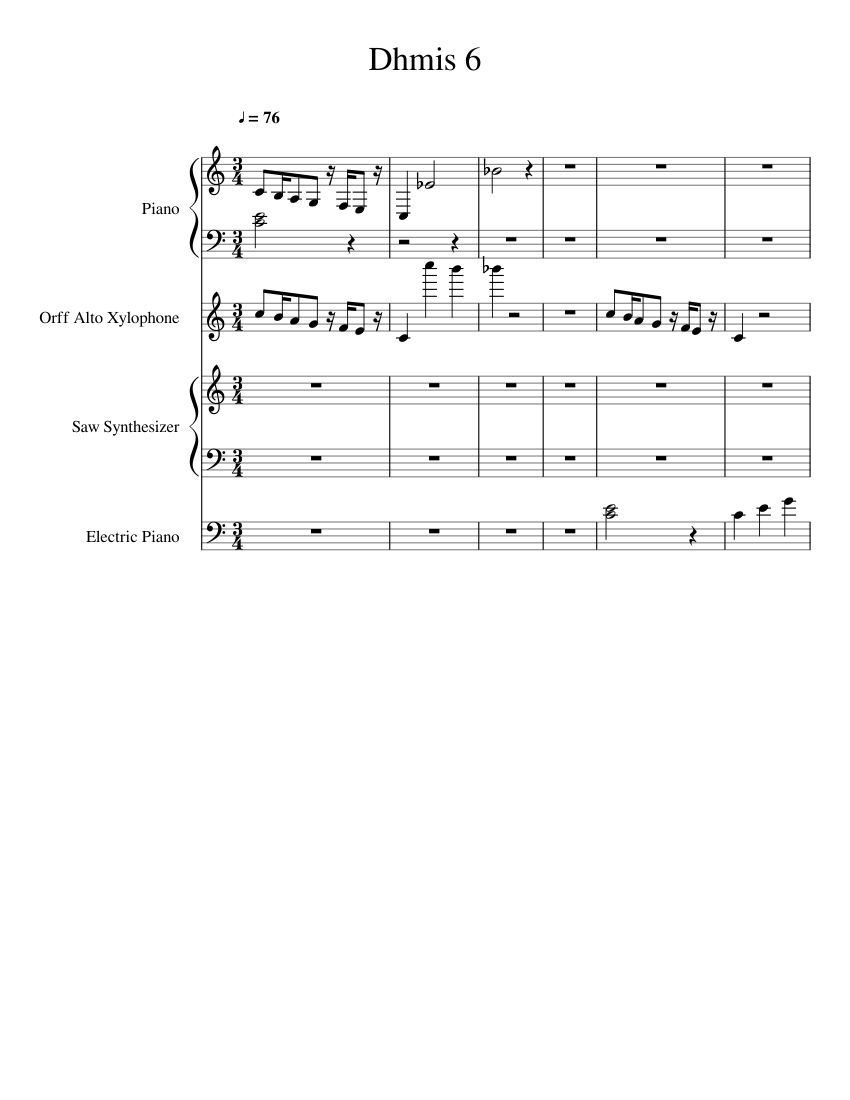 Dhmis 6 Intros Sheet music for Piano, Xylophone, Synthesizer (Mixed ...