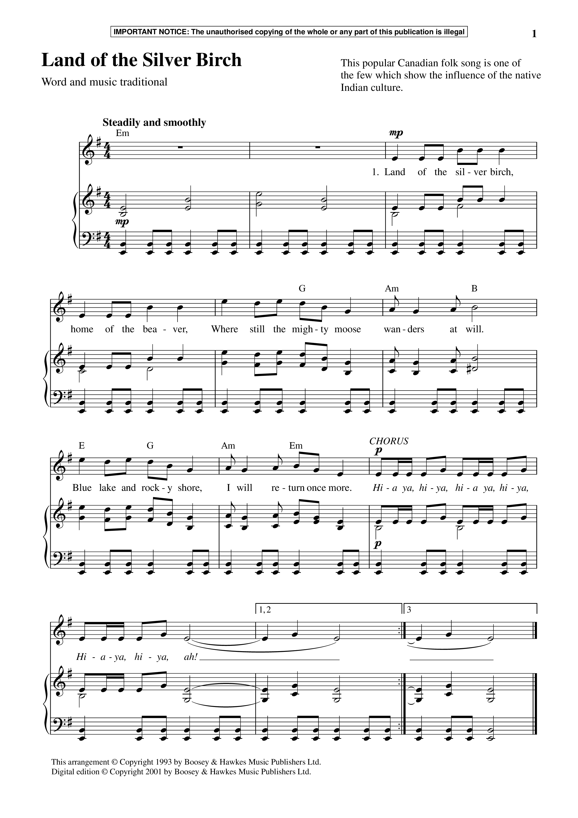 Play Official version of Land of the silver birch sheet music by Misc ...