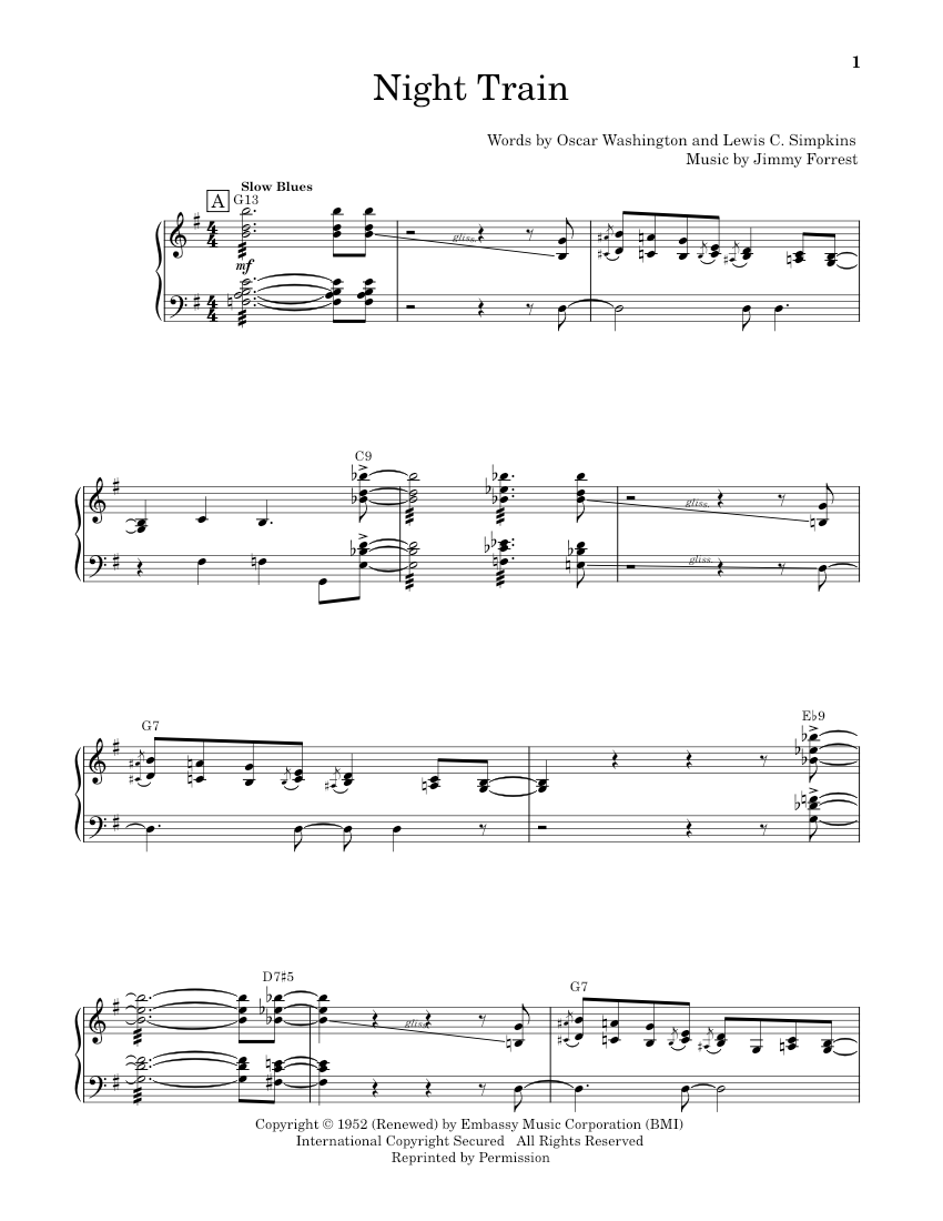 Play Official version of Night train Sheet Music by Oscar Peterson for ...