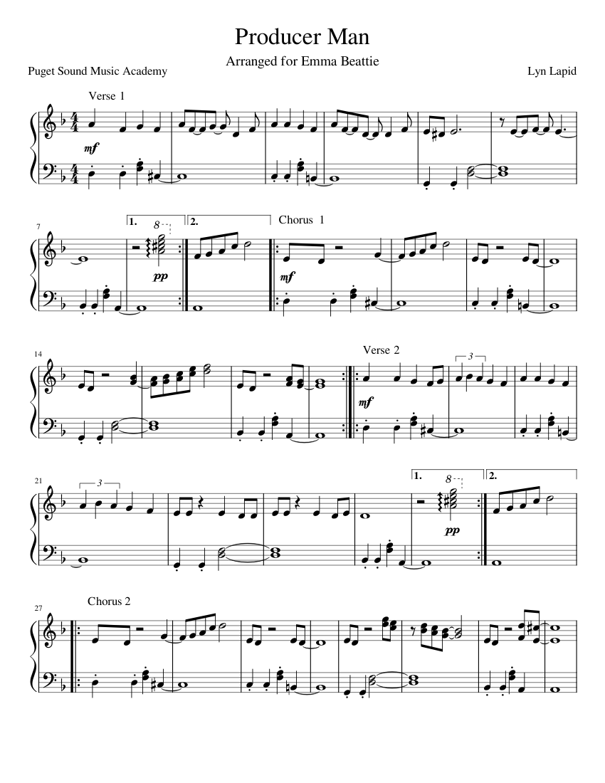 Producer Man by Lyn Lapid Sheet music for Piano (Solo) | Download and ...