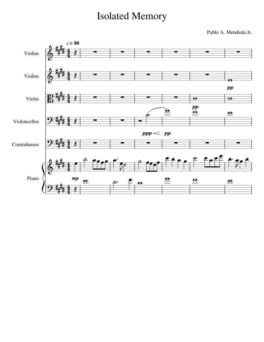 Isolated Memory Sheet music for Piano, Strings group (Chamber Orchestra ...