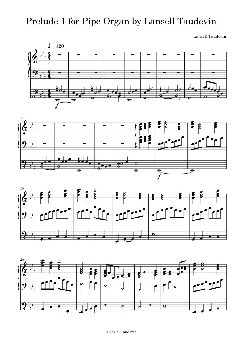 Prelude for Pipe Organ 1 by Lansell Taudevin Sheet music for Organ ...