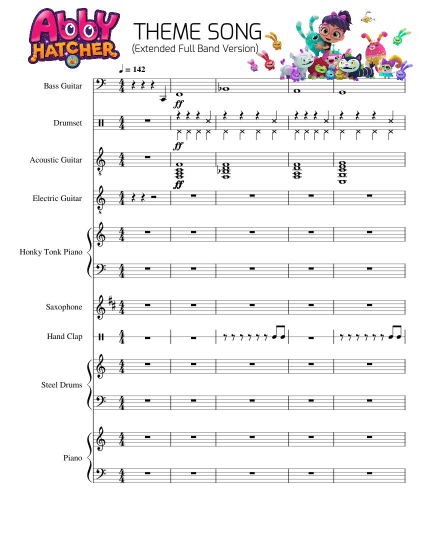 Abby Hatcher Theme Song Sheet music for Piano, Guitar, Bass guitar ...