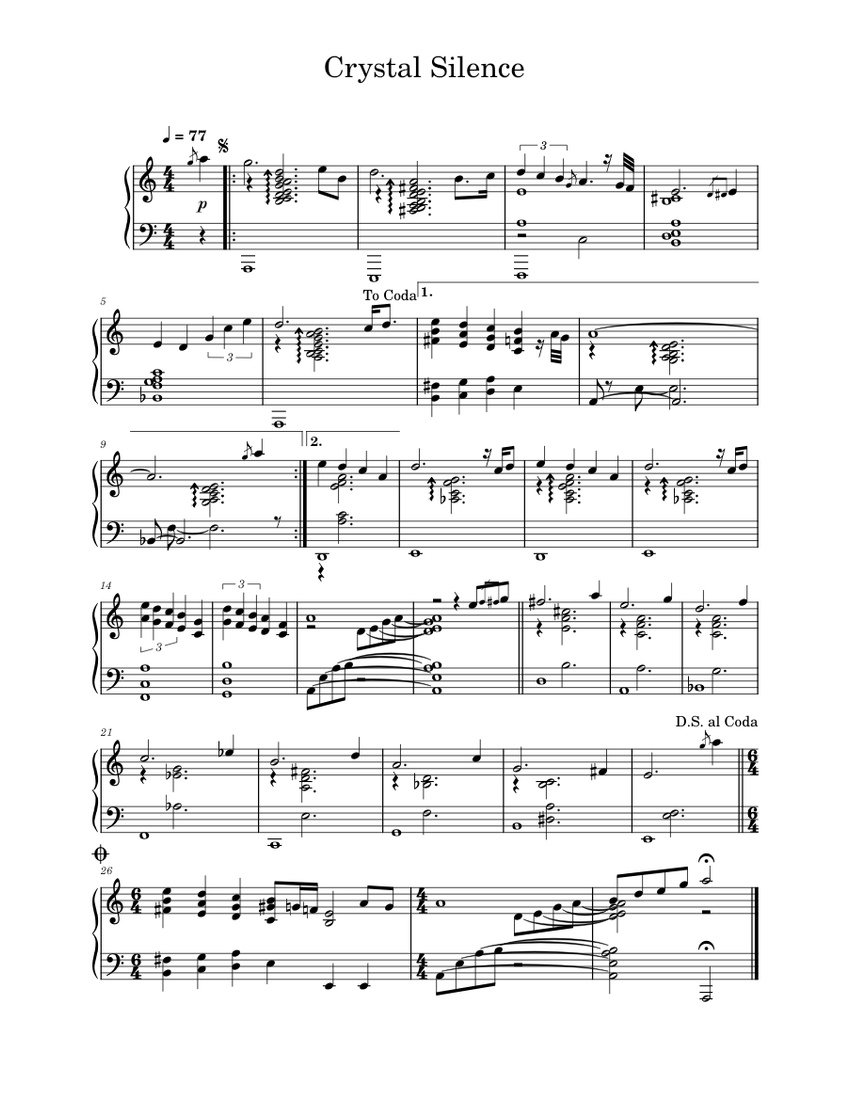 Crystal Silence – Chick Corea Sheet music for Piano (Solo) | Musescore.com