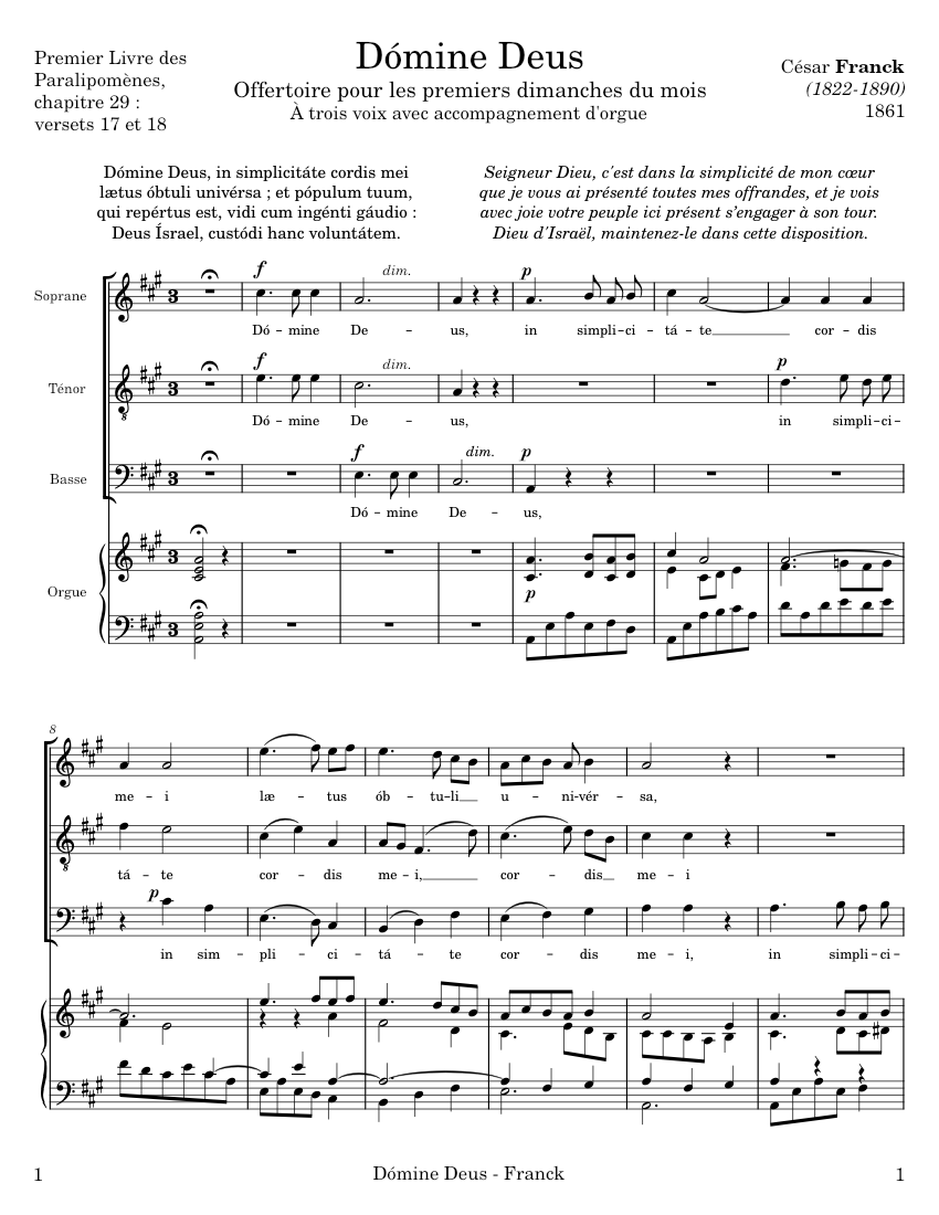 Domine Deus – César Franck Sheet music for Soprano, Tenor, Bass voice ...