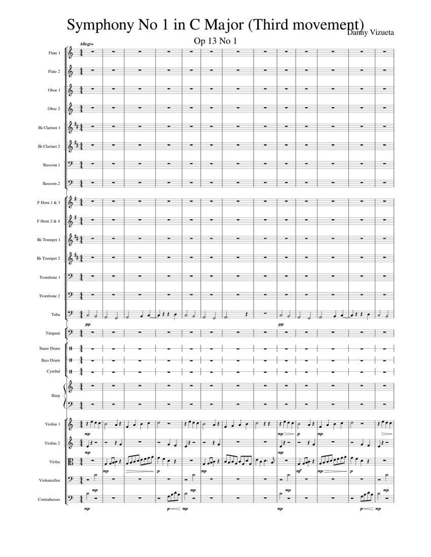 Symphony_No_1_in_C_Major_(Third_movement) Sheet music for Trombone, Tuba, Flute, Oboe & more ...