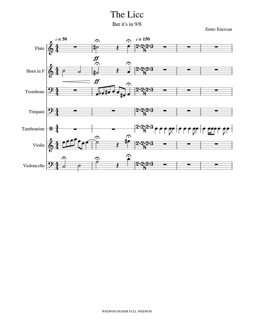 The Lick, but it's in aksak 9/8 Sheet music for Trombone, Tambourine ...