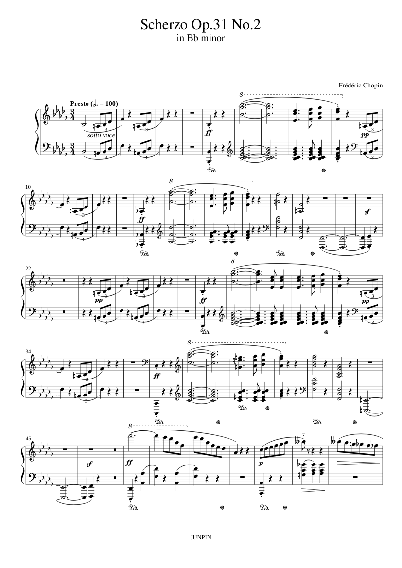 Scherzo Op.31 No.2 in Bb minor - Chopin Sheet Music for Piano (Solo) | MuseScore.com
