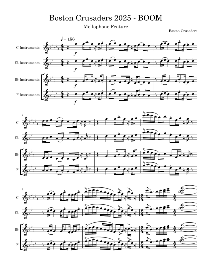 Boom Mellophone Feature – Boston Crusaders Sheet Music for Flute ...