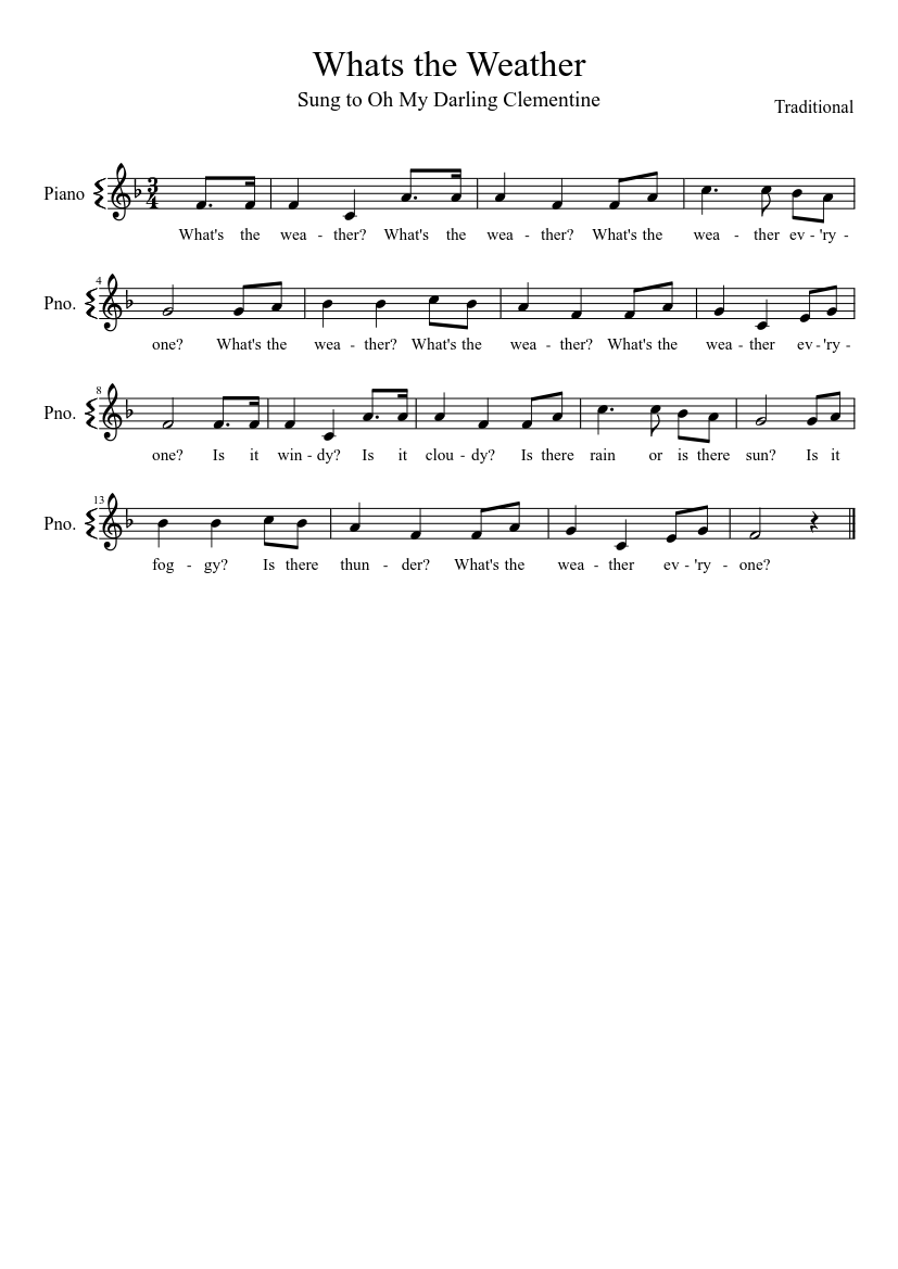 Whats the Weather Sheet music for Piano (Solo) | Musescore.com