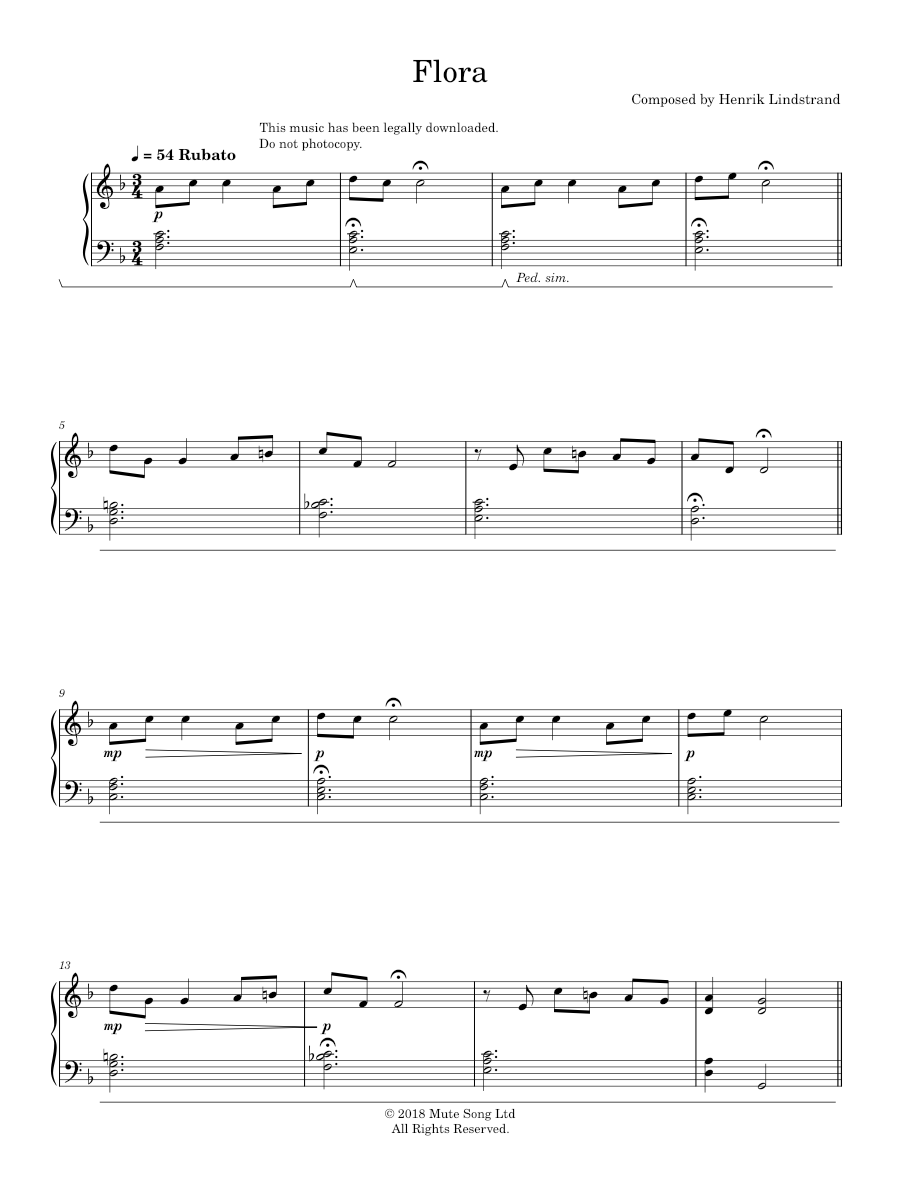 Flora Sheet music for Piano by Henrik Lindstrand Official | MuseScore.com