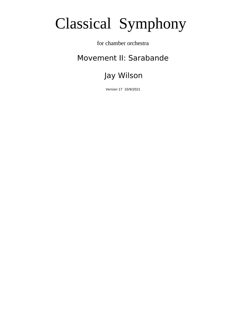 Classical Symphony Movement II "Sarabande" Sheet music for Flute, Oboe ...
