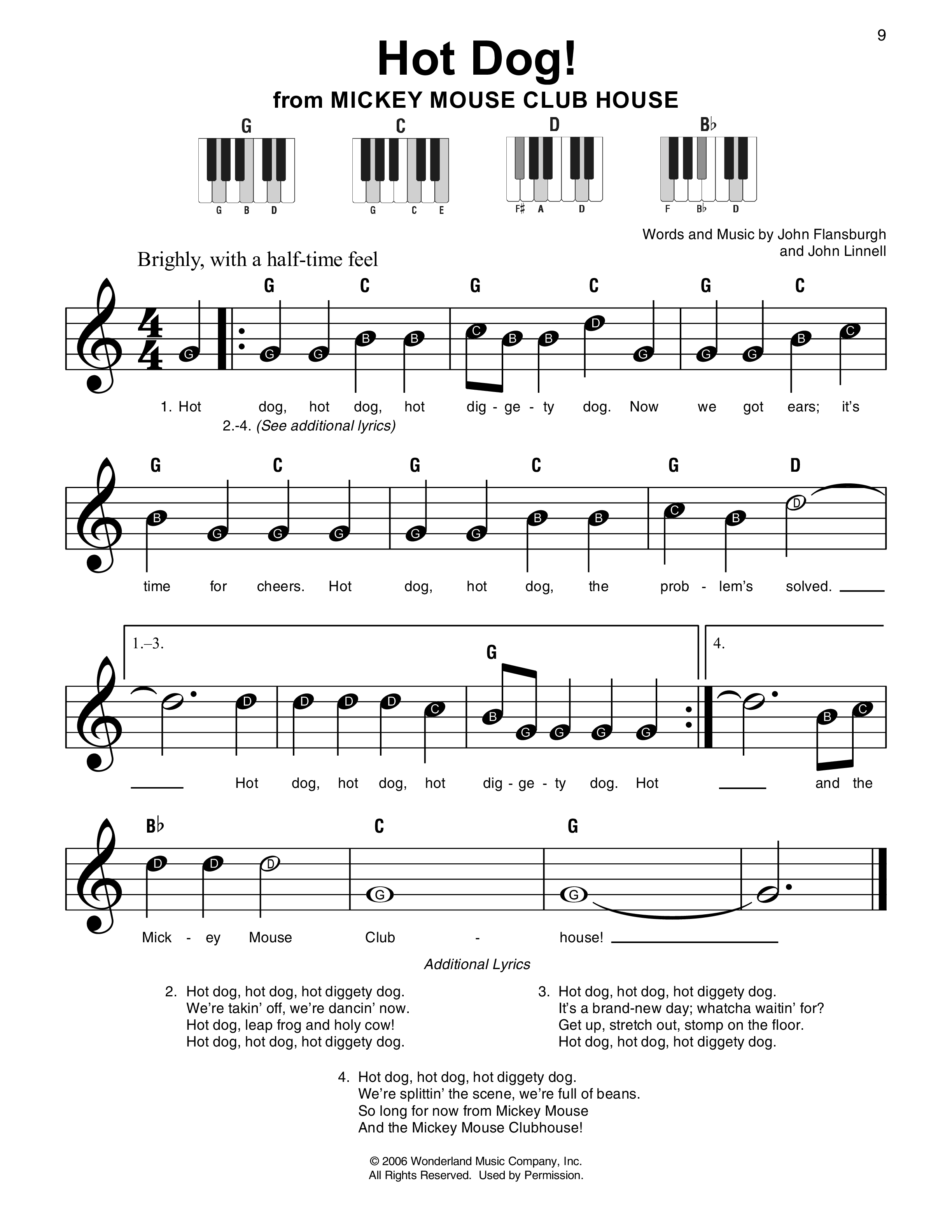 Play Official version of Hot Dog! Sheet Music by They Might Be Giants ...