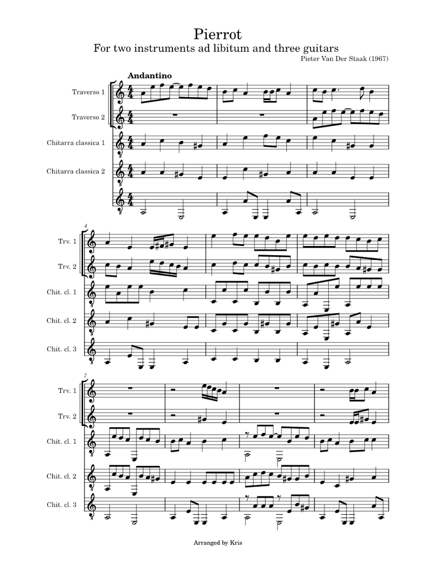 Three comedies (pierrot) – Pieter Van Der Staak Pierrot Sheet music for ...