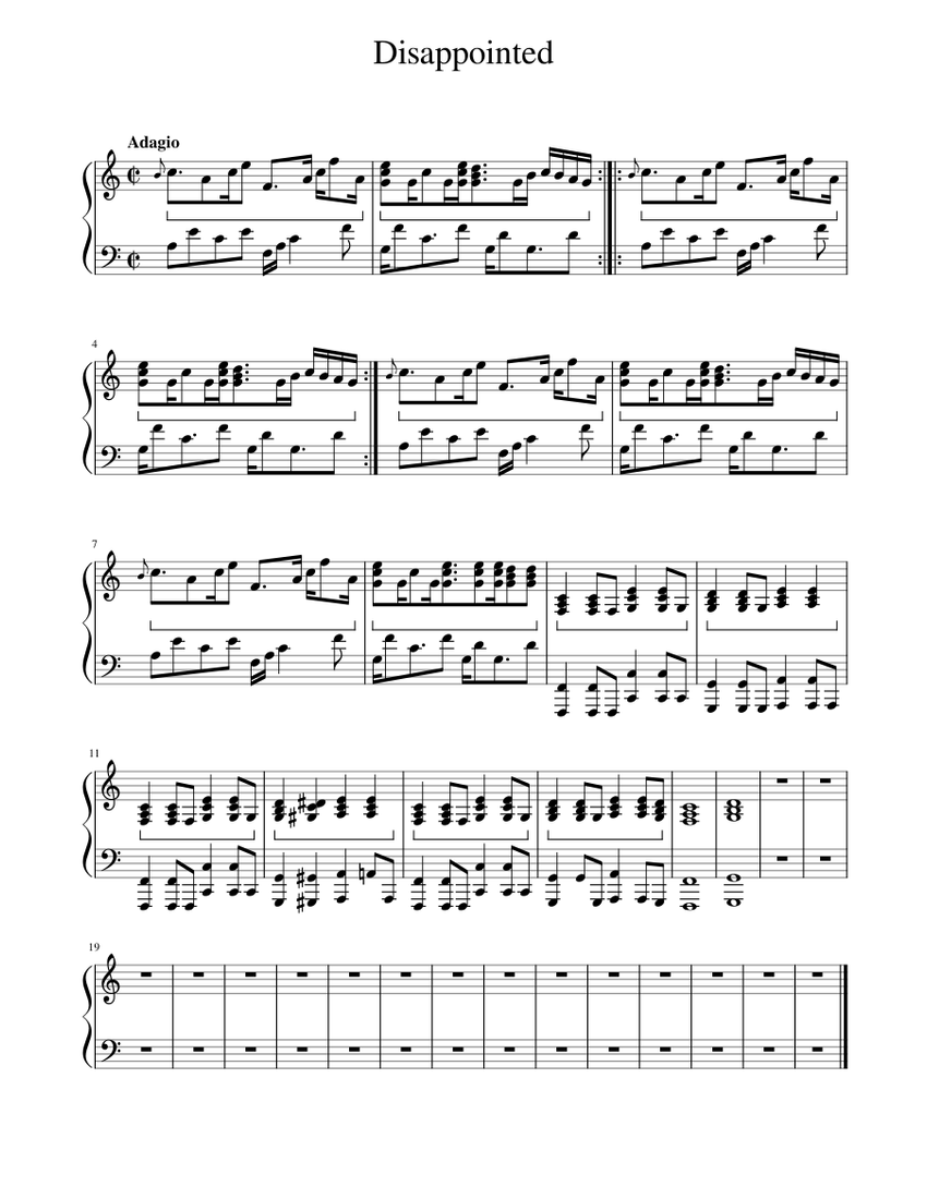 Disappointed Sheet music for Piano (Solo) Easy | Musescore.com
