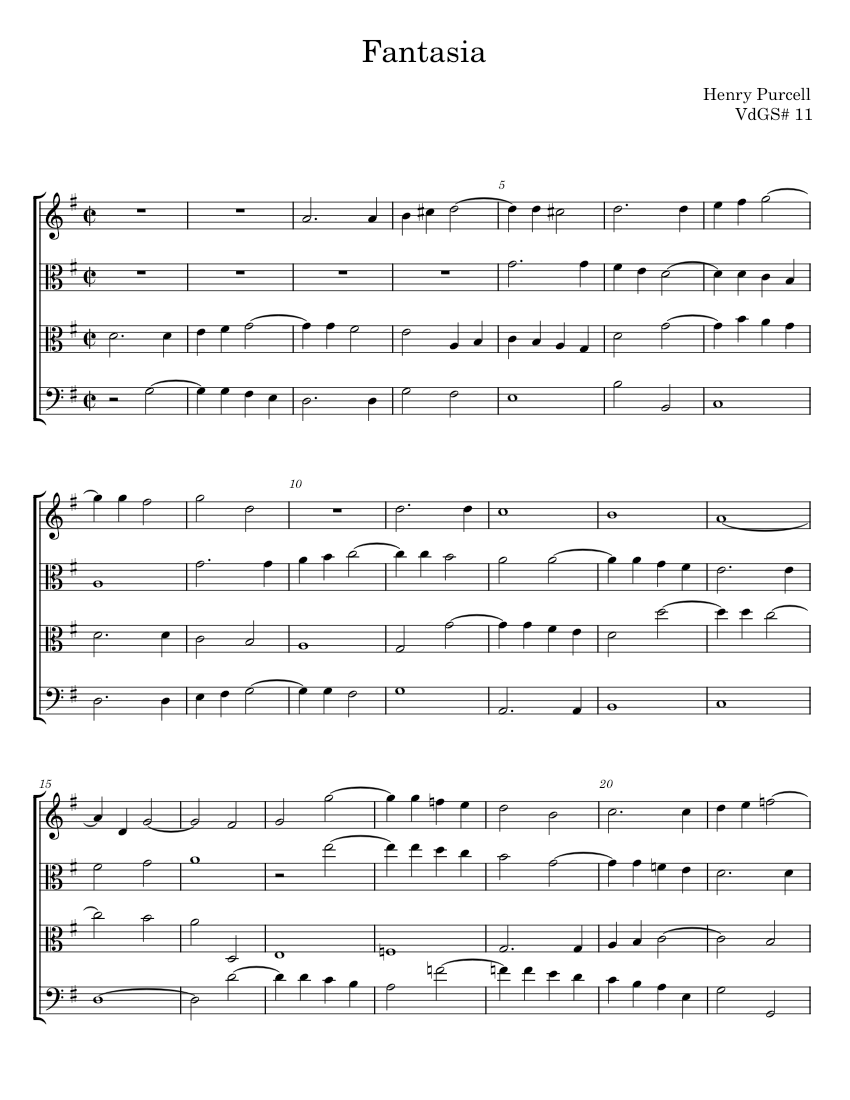 Fantasia 9 - Henry Purcell Sheet music for Violin, Viola, Cello (String ...