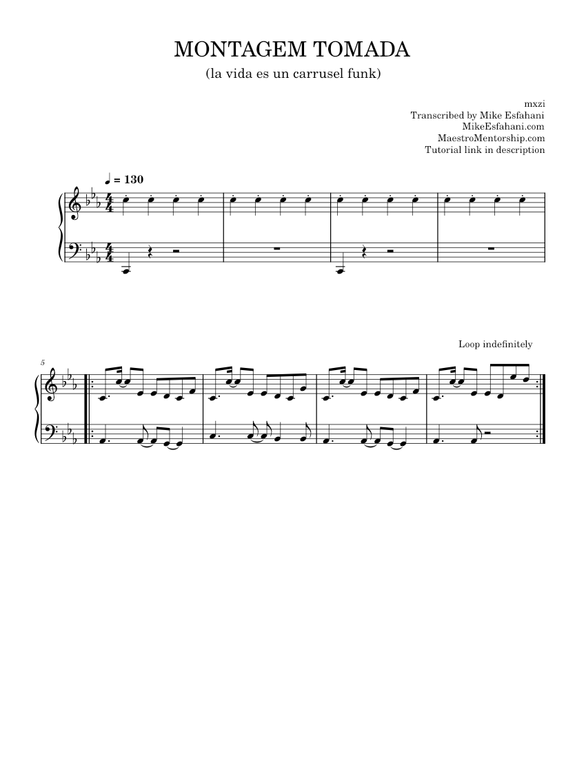 Montagem Tomadad – MXZI Sheet Music for Piano (Solo) Easy | MuseScore.com