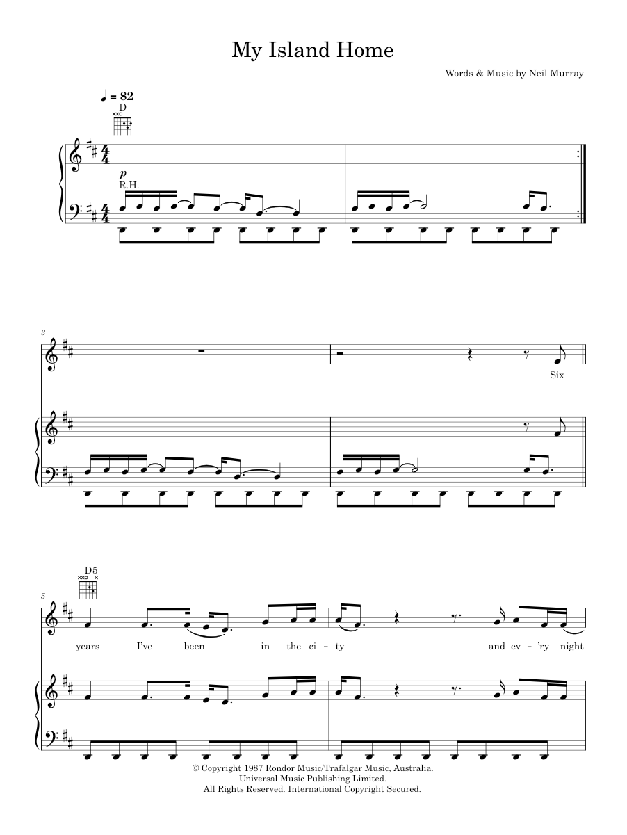 Play Official version of My island home Sheet Music by Christine Anu ...